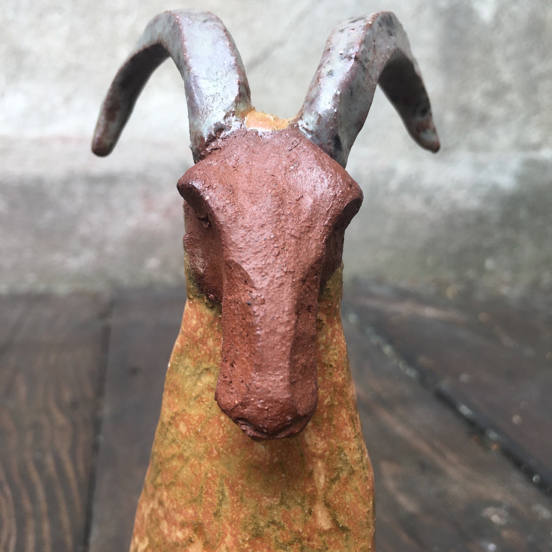 Clay Goat Beige and Red Clay Figurine Animal Table Top - Etsy