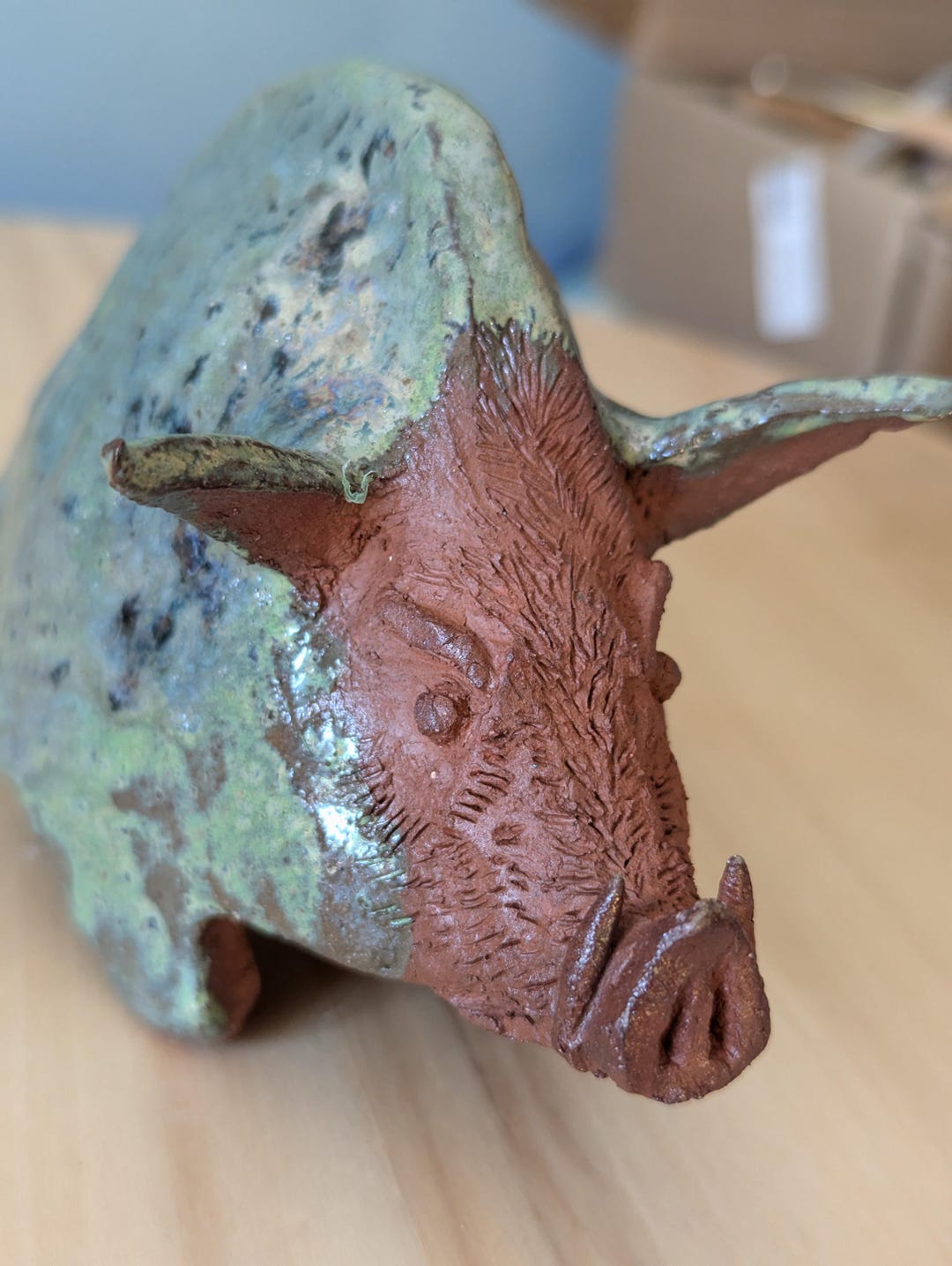 Boar Clay Figurine Home Decoration Table Top Ceramic Art Wild Animal ...