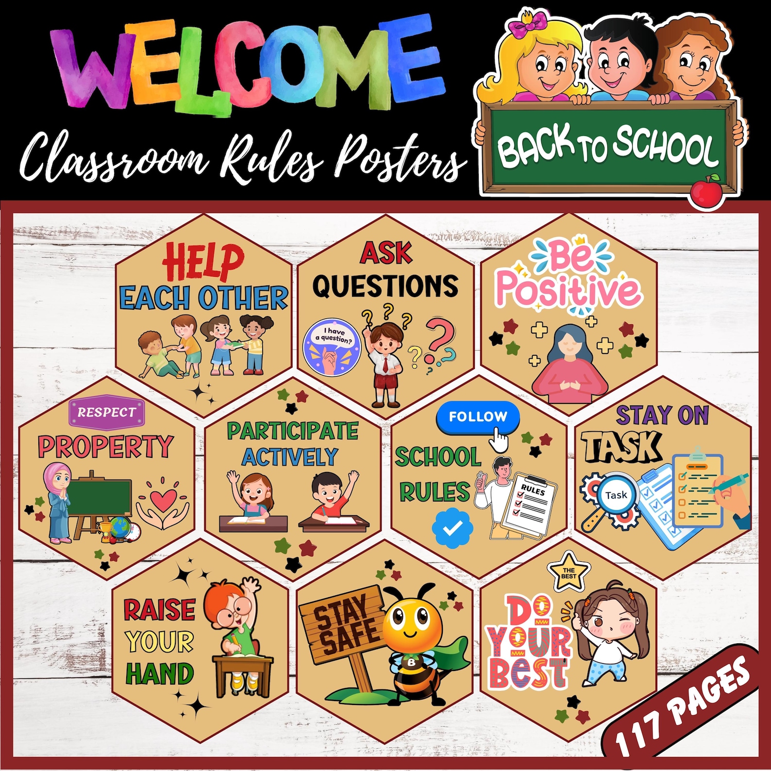 Printable Classroom Rules Posters |classroom Decor | Behavior Rules |teacher Resources ...