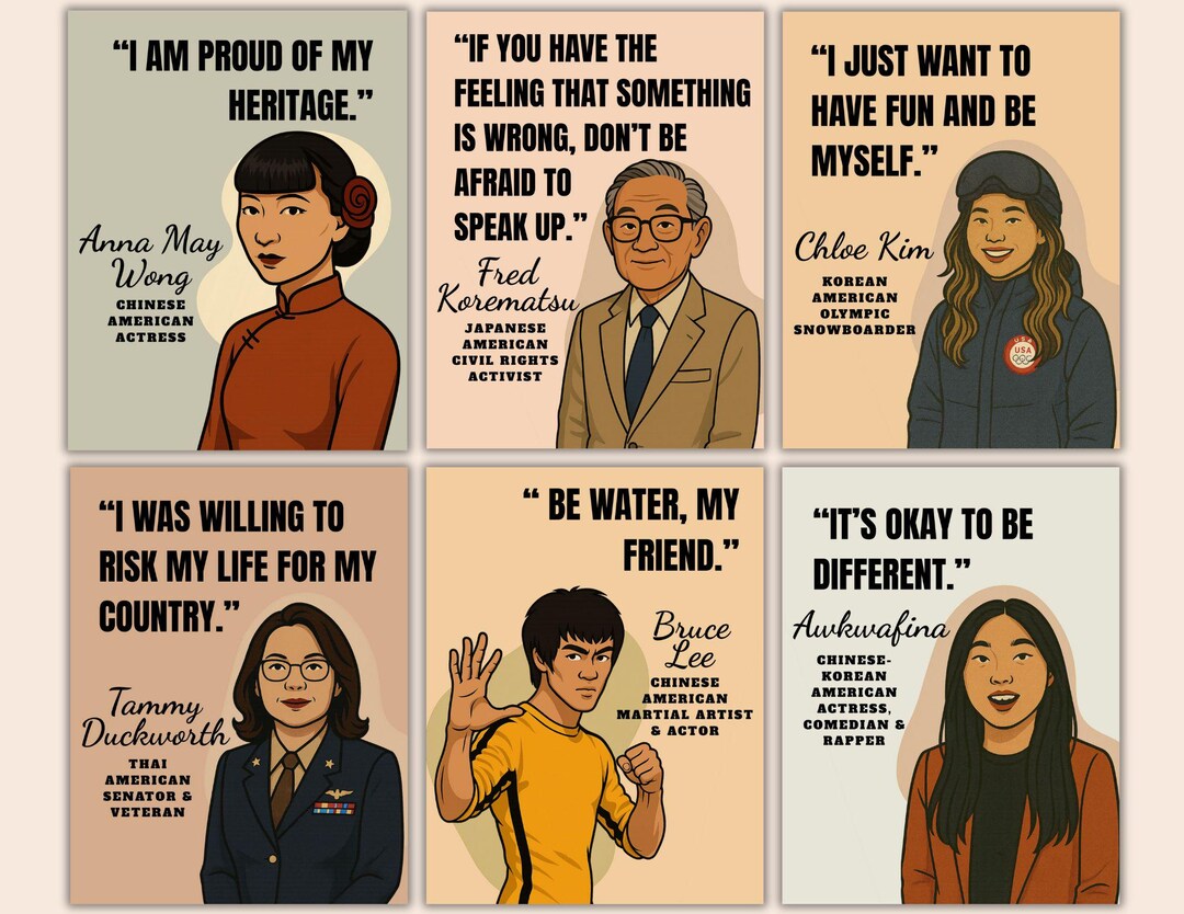 20 Asian American Leaders Inspirational Quote Posters | AAPI Heritage ...