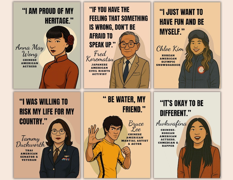 20 Asian American Leaders Inspirational Quote Posters | AAPI Heritage ...