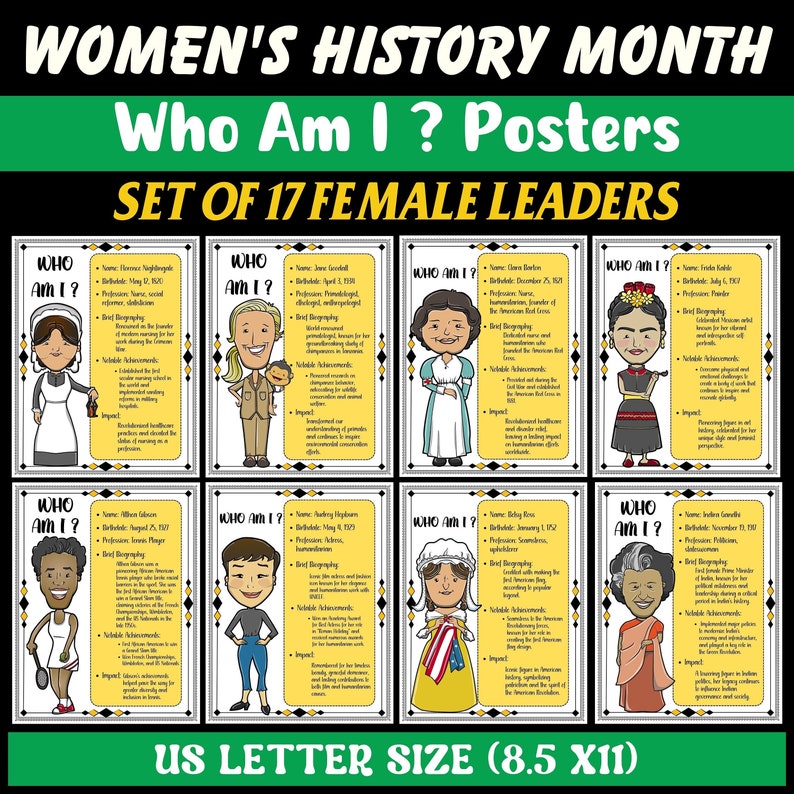 Printable Women's History Month Biography Bulletin Board | Famous Women in History Posters ...