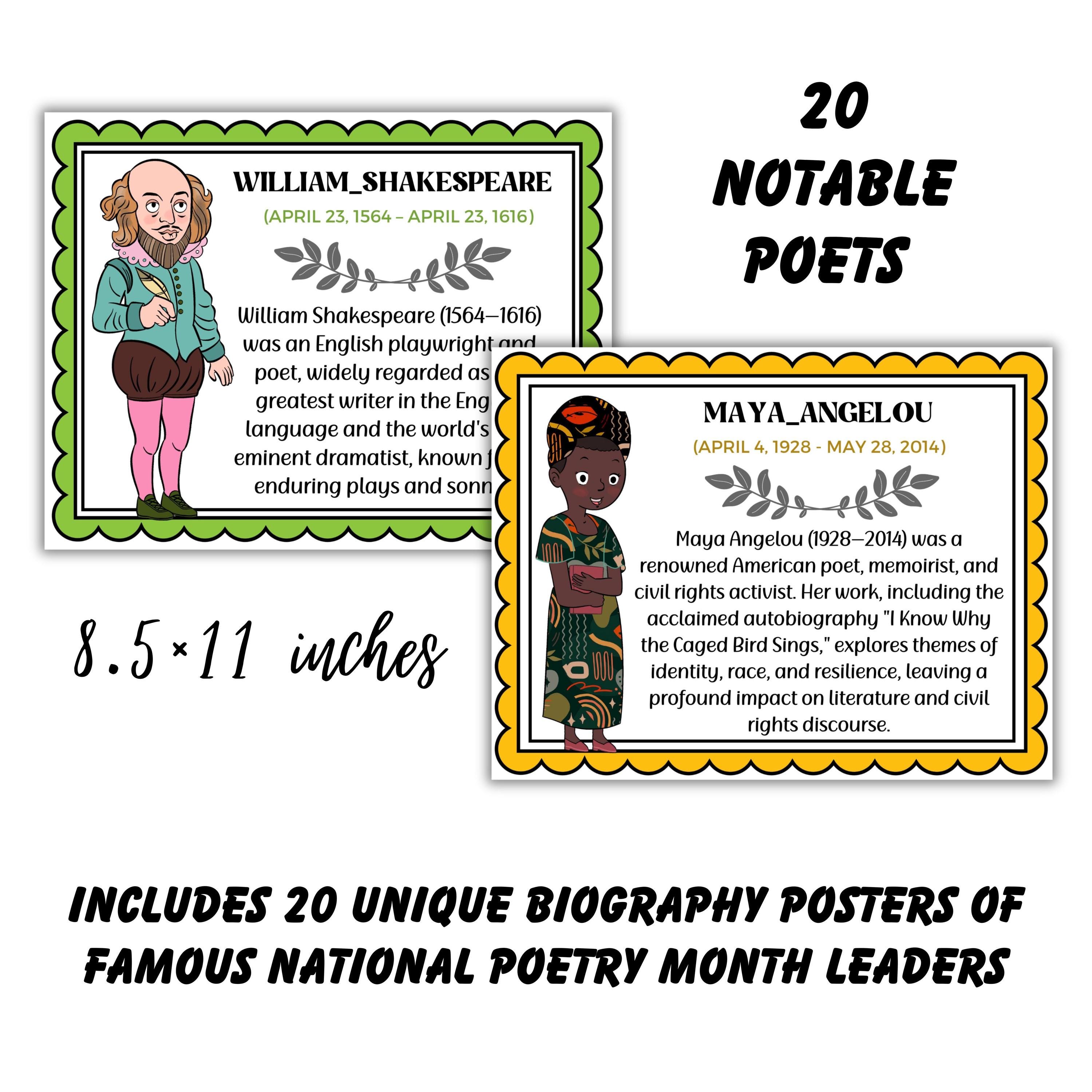 Printable National Poetry Month Biography Bulletin Board | Biography ...