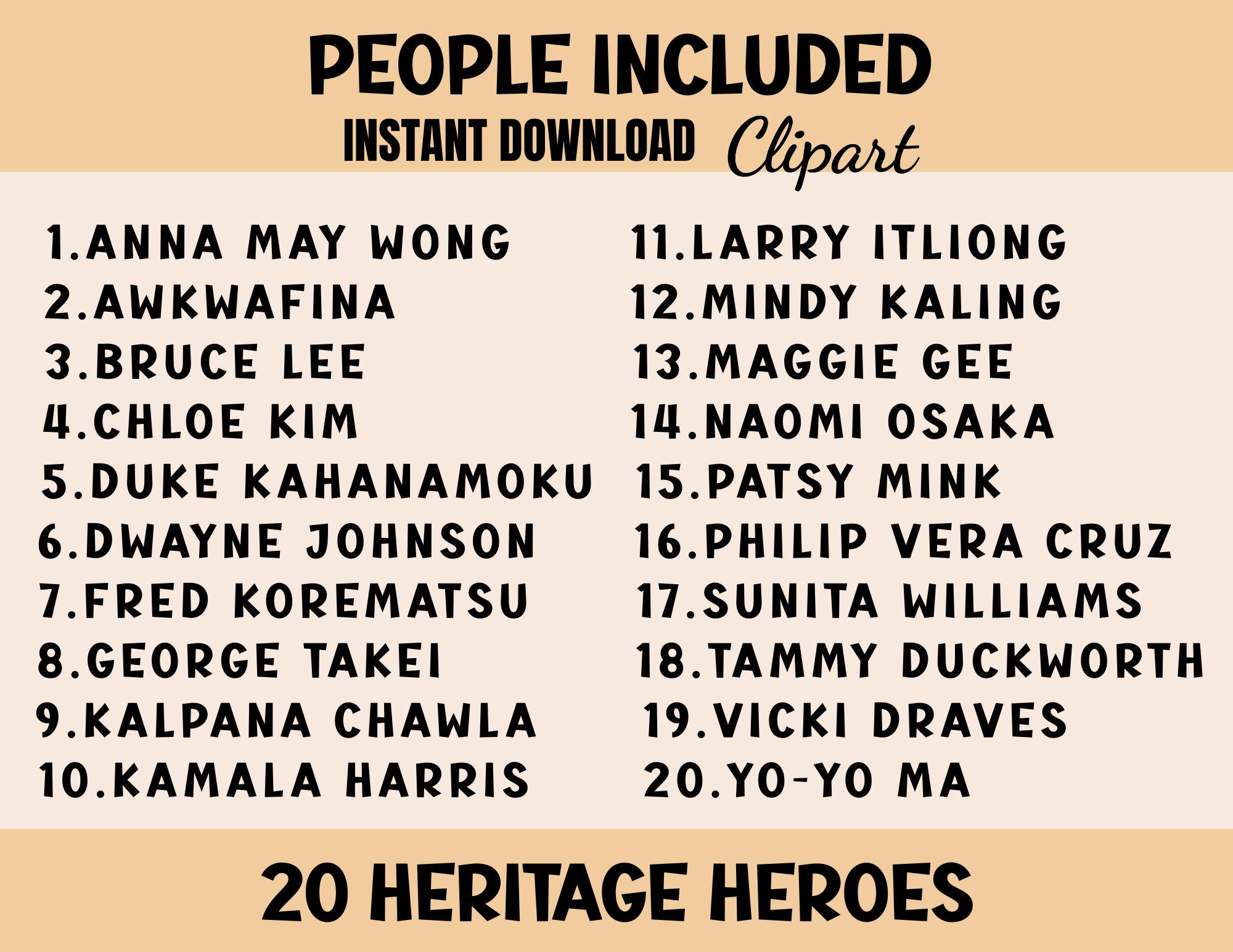 Asian Pacific Heritage Month Clipart | 20 Inspirational AAPI Heroes ...