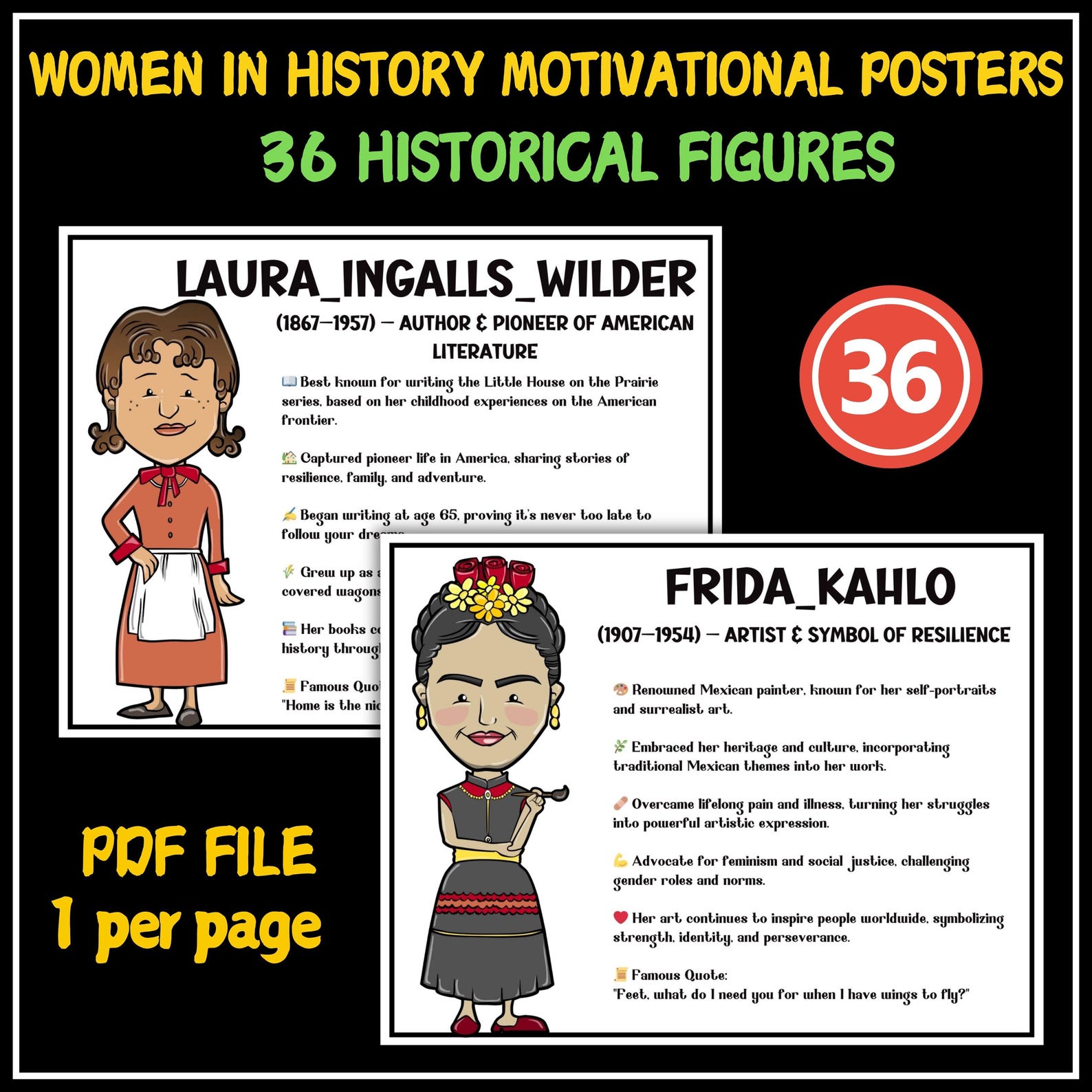 Printable Women's History Month Biography Bulletin Board | 36 Famous ...