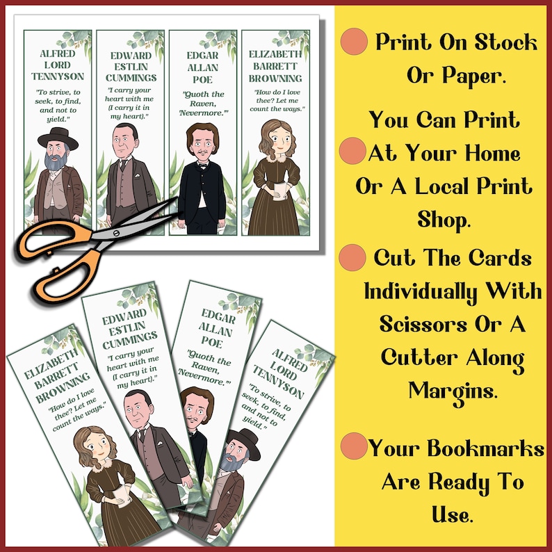 PRINTABLE Poetry Bookmarks | April National Poetry Month Bookmarks ...