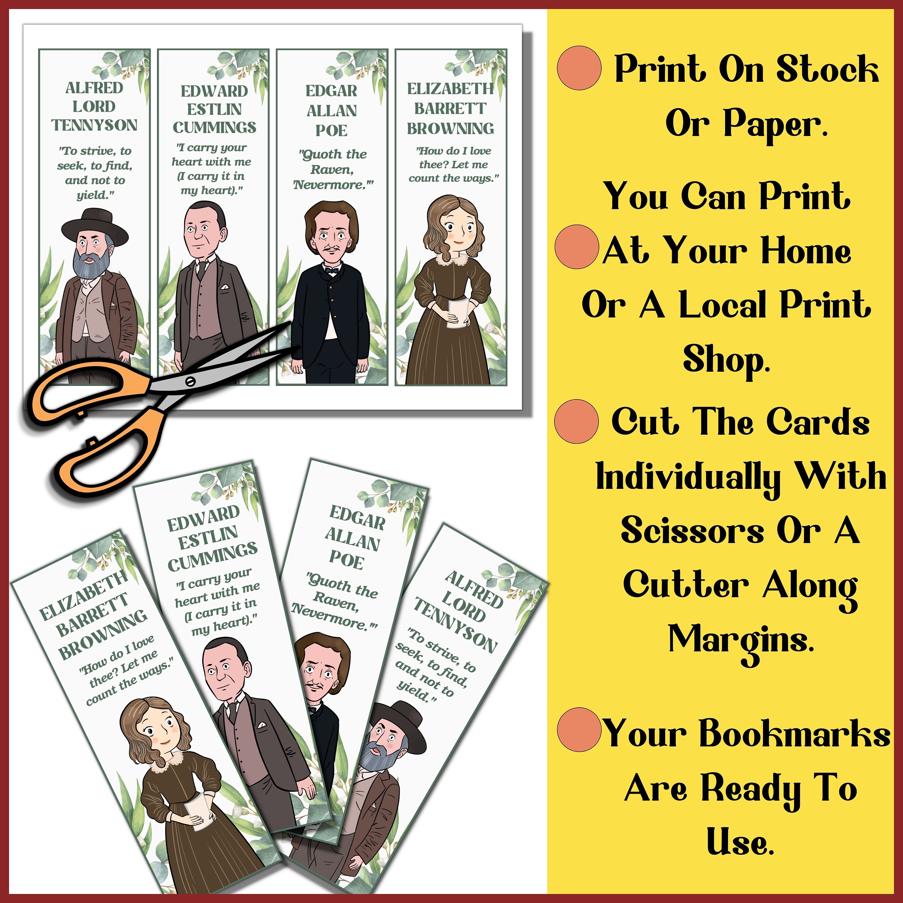PRINTABLE Poetry Bookmarks | April National Poetry Month Bookmarks ...