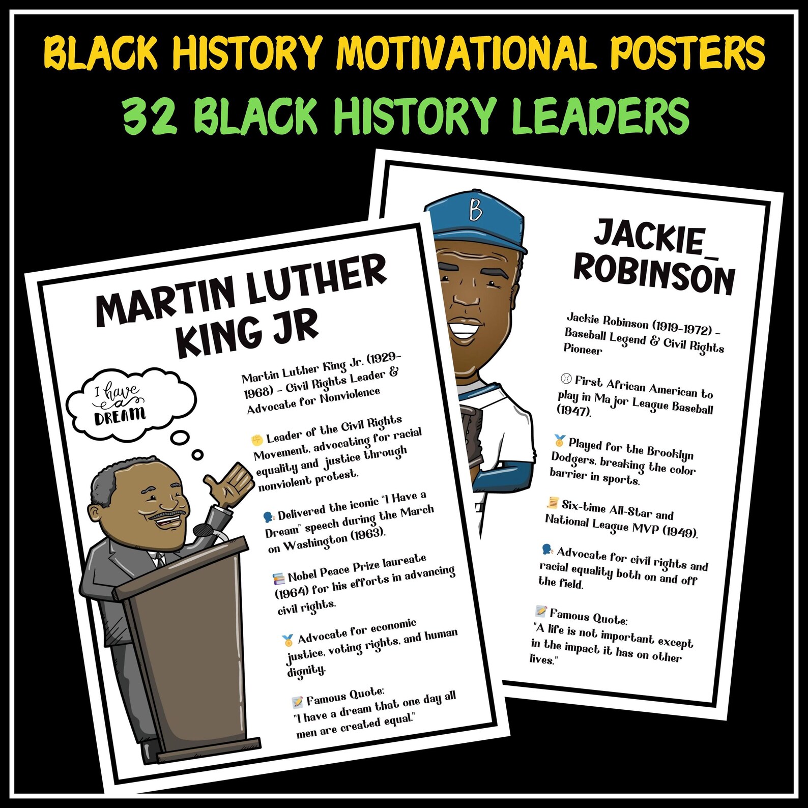 Black History Month Bulletin Board - Interactive Biography Posters - 32 ...