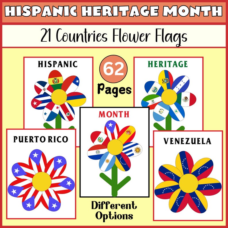 Hispanic Heritage Month Flag Flowers | Bulletin Board | Hispanic ...
