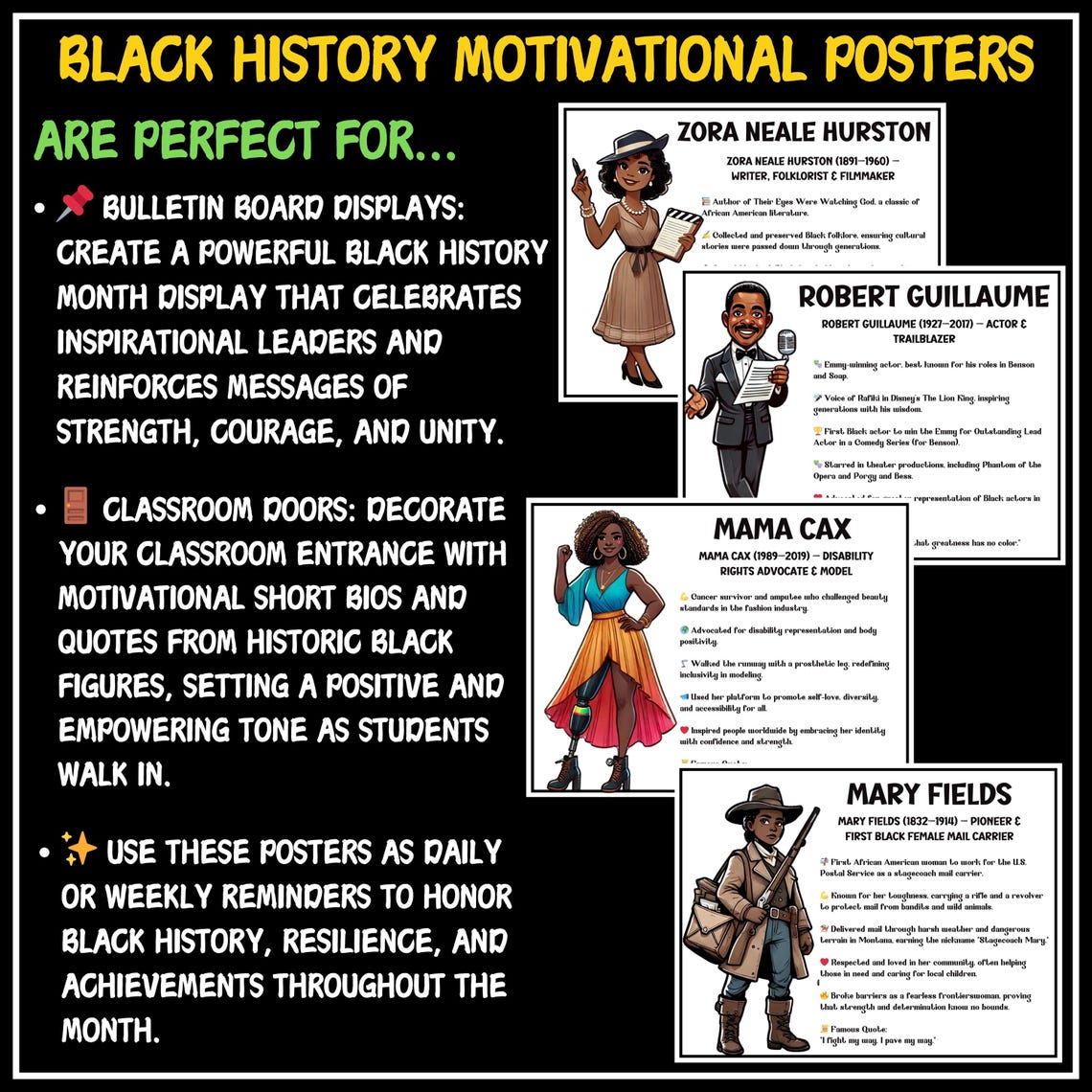 Black History Month Bulletin Board - Interactive Biography Posters - 9 ...