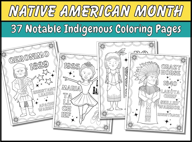 Native American Heritage Month Coloring Pages, Native American Notable ...