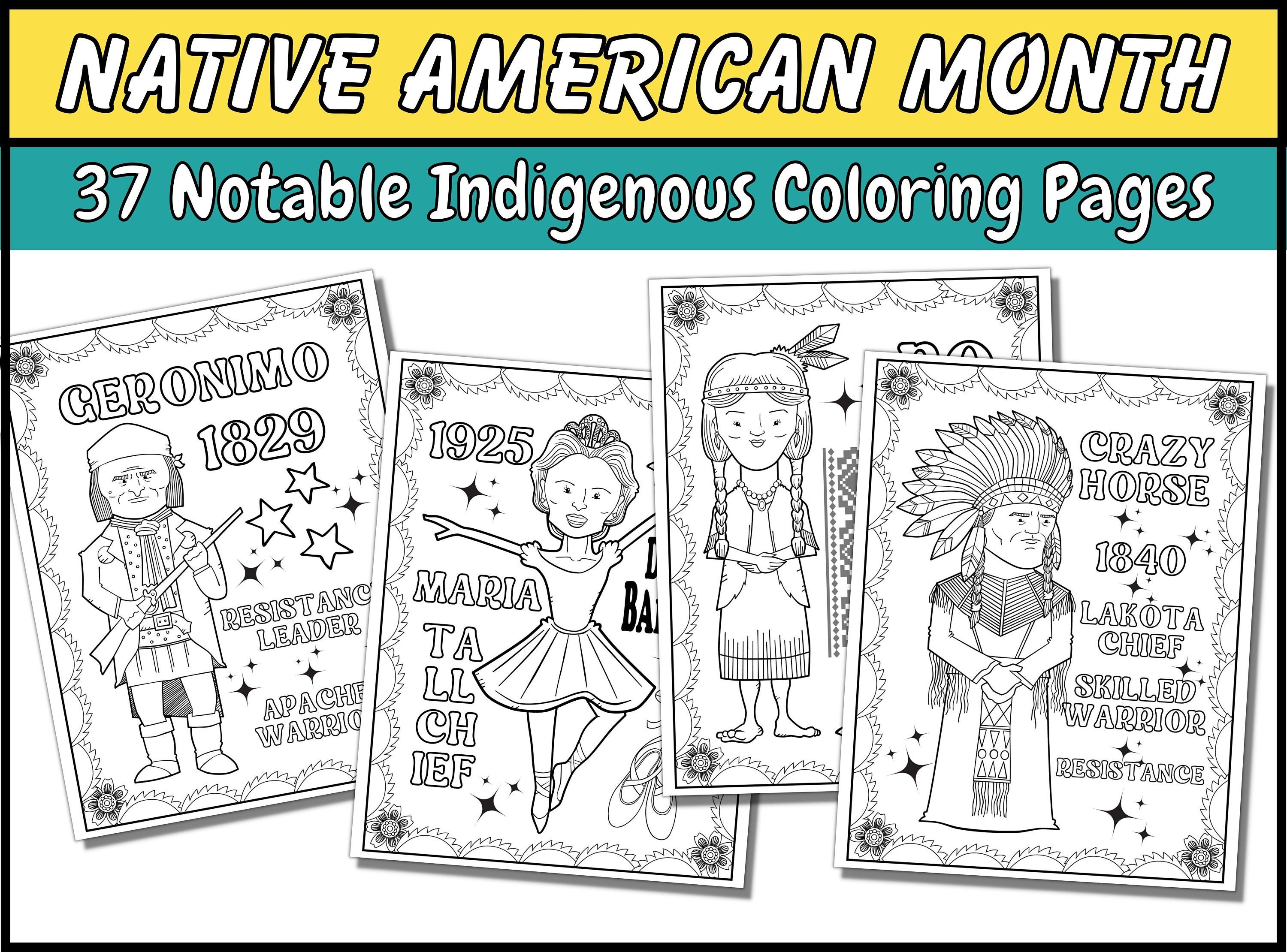 Native American Heritage Month Coloring Pages, Native American Notable ...