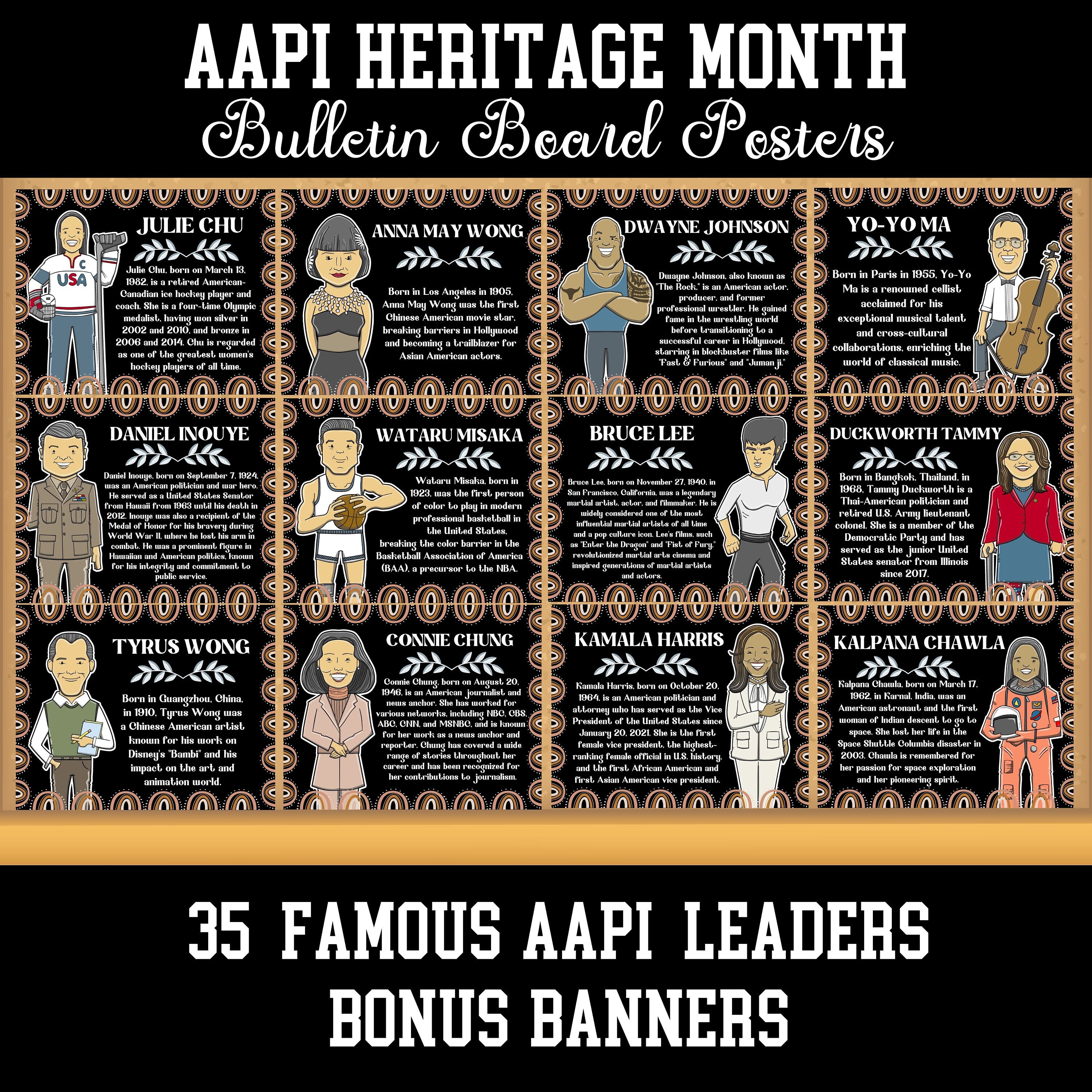 AAPI Heritage Month Printable Biography Posters Inspiring Leaders for ...