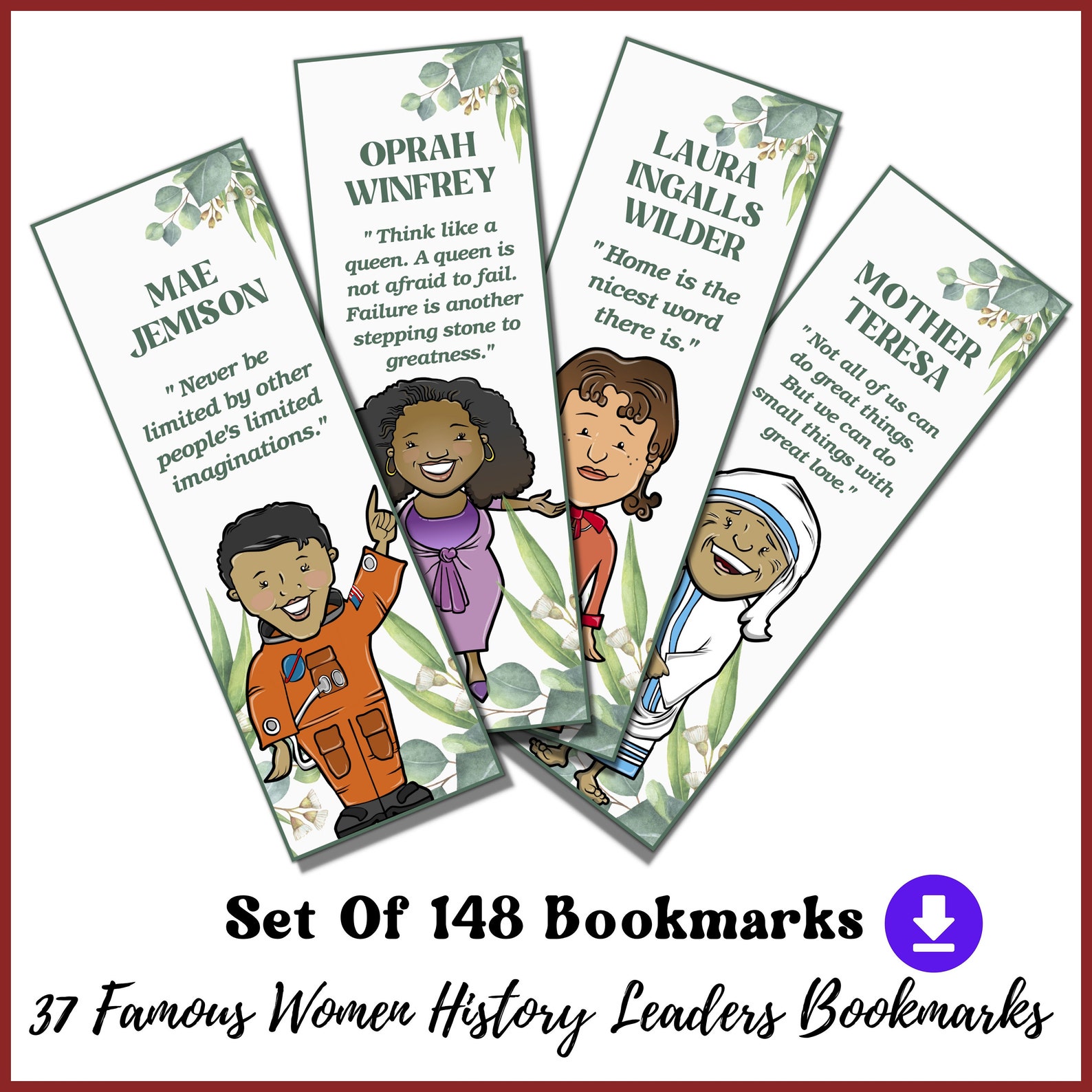 Printable Women's History Month Bookmarks Set | Famous Women in Histor ...