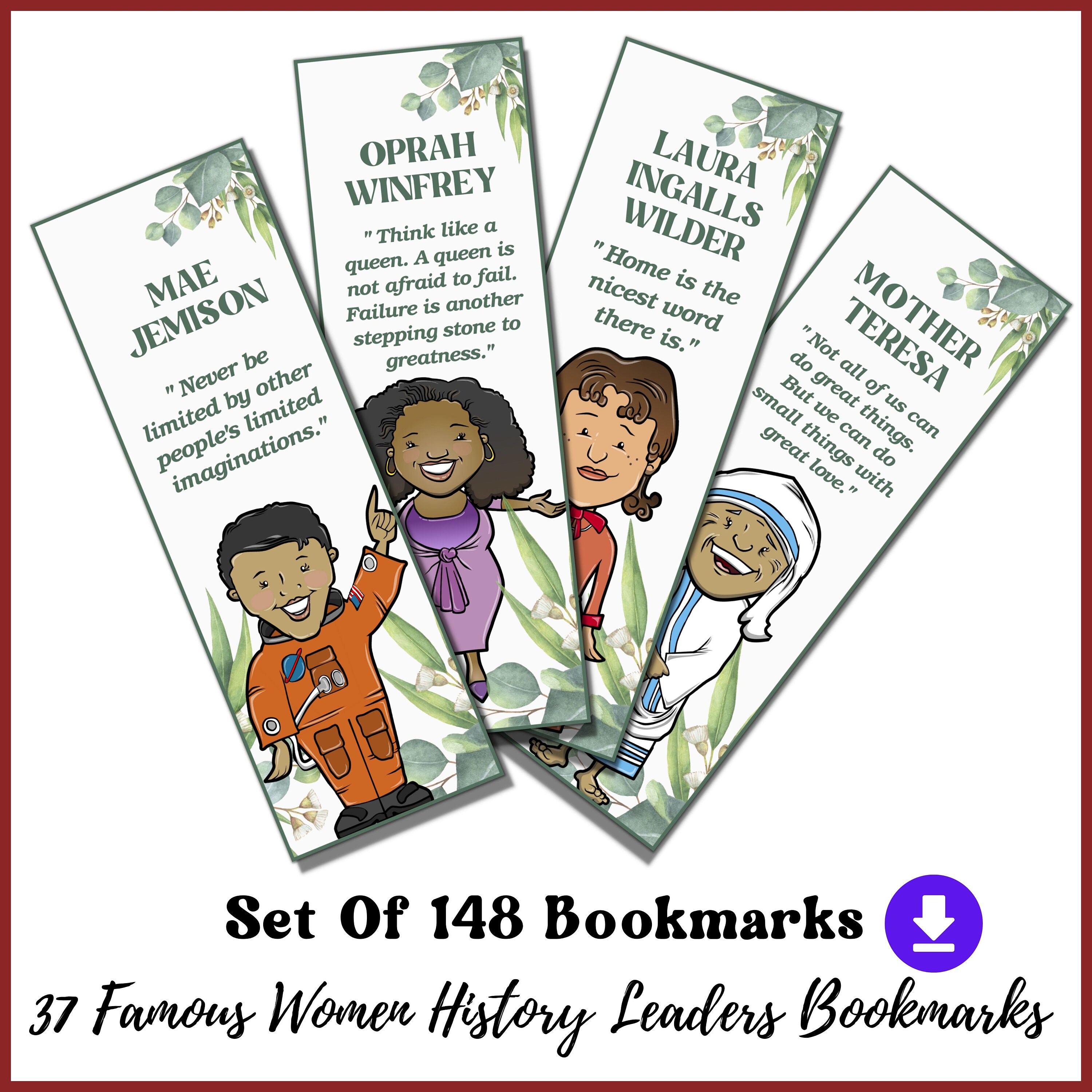 Printable Women's History Month Bookmarks Set | Famous Women in Histor ...