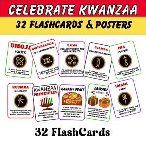 Kwanzaa Vocabulary Flashcards& Posters Set-kwanzaa Flashcards-kwanzaa ...