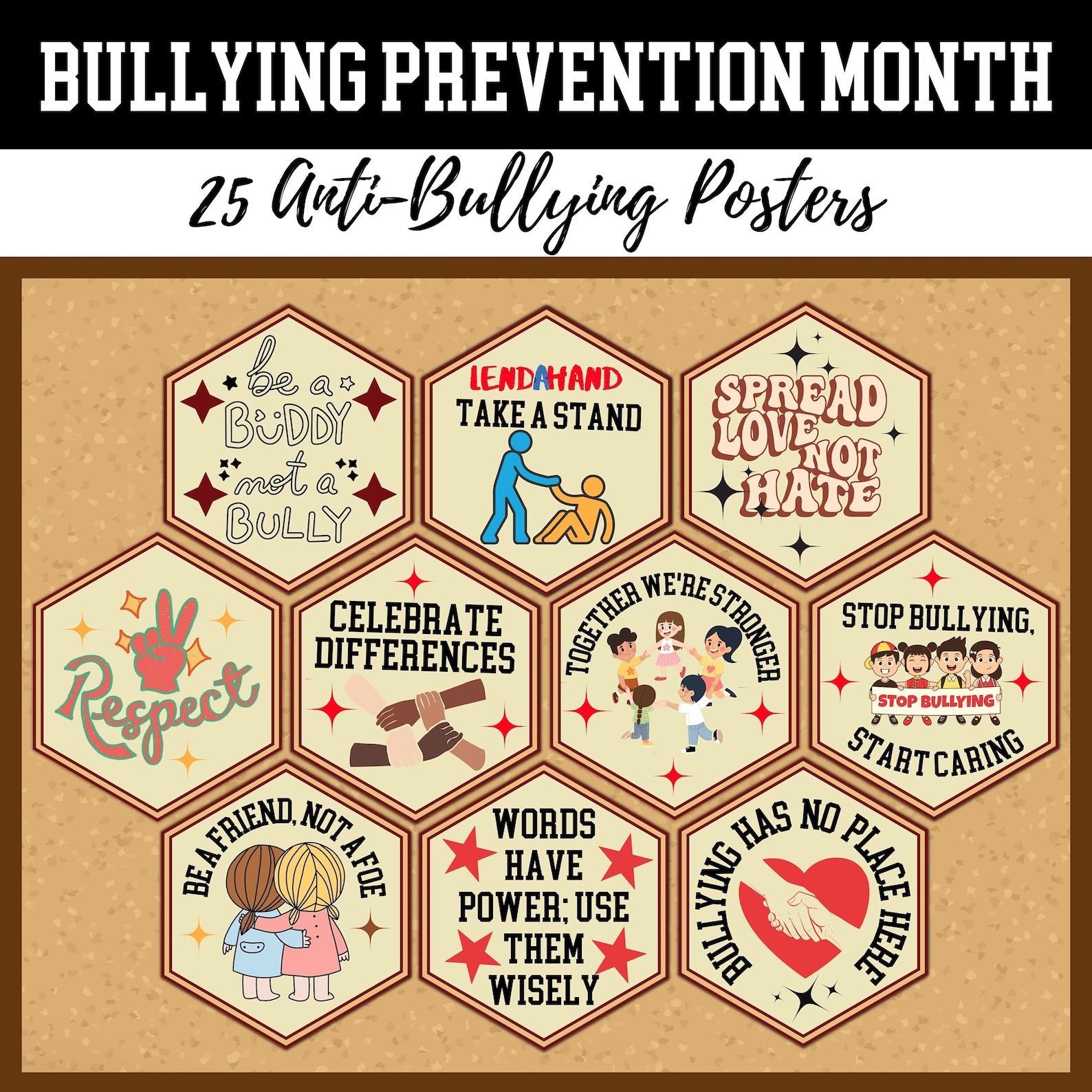 National Bullying Prevention Month Bulletin Board Set-25 Anti Bullying ...