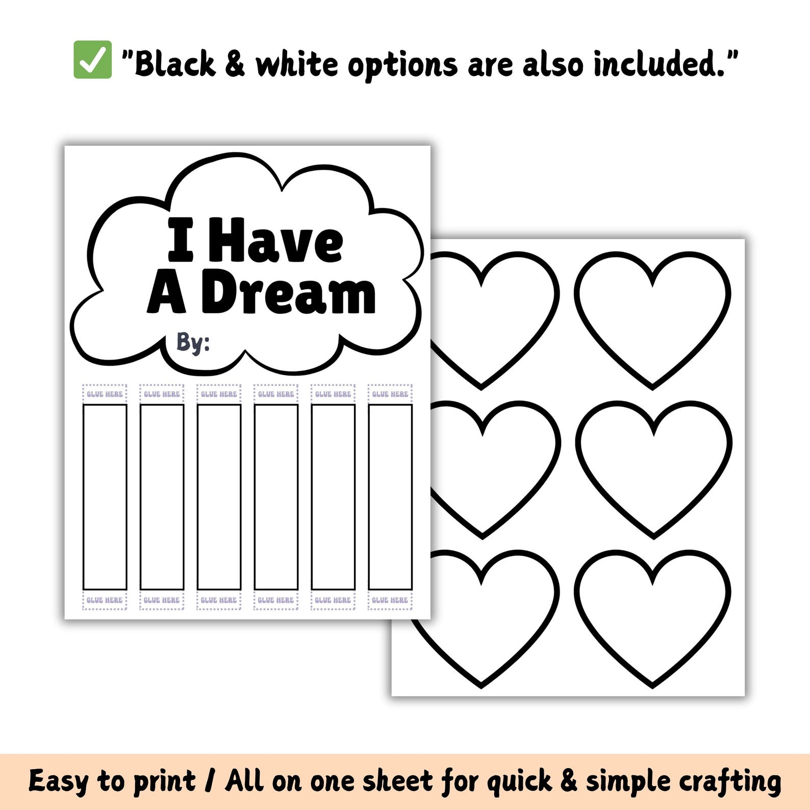 Martin Luther King Craft, Black History Month, MLK Day Activity for ...