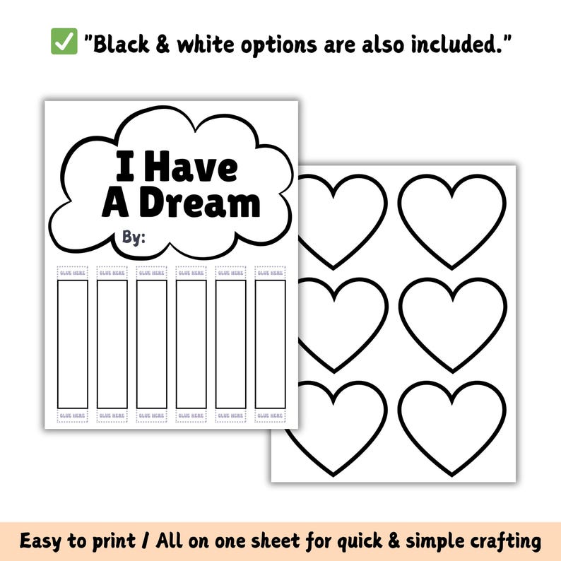 Martin Luther King Craft, Black History Month, MLK Day Activity for ...