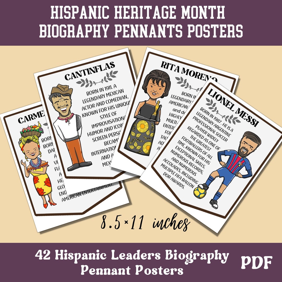 Banderines con biografías de líderes hispanos y latinos famosos - Juego ...