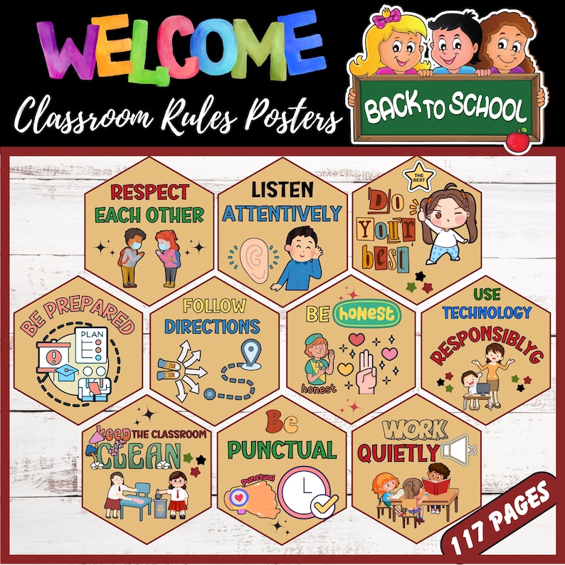 Printable Classroom Rules Posters |classroom Decor | Behavior Rules ...