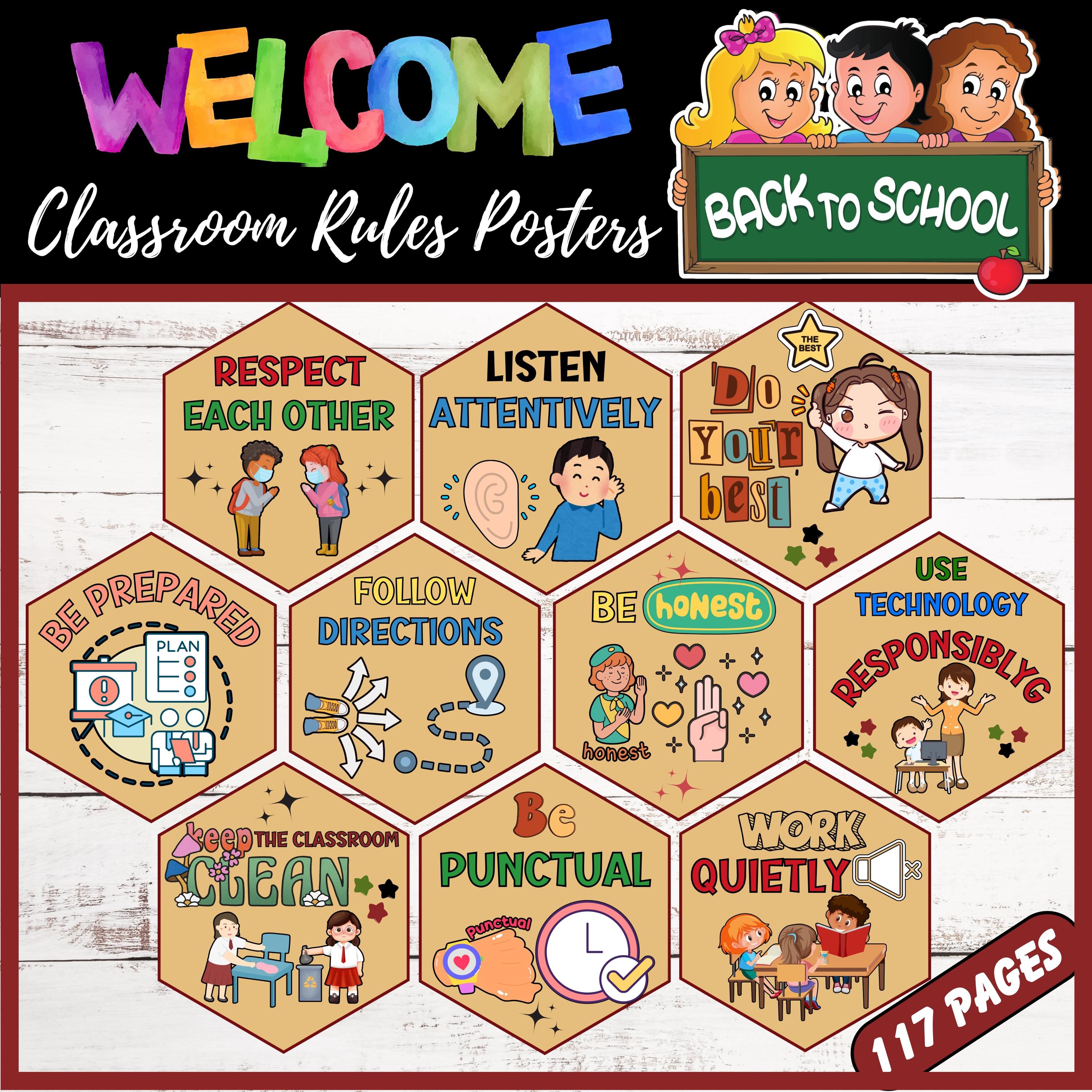 Printable Classroom Rules Posters |classroom Decor | Behavior Rules |teacher Resources ...