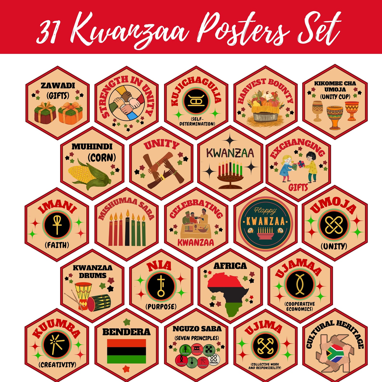 Kwanzaa Vocabulary Posters-kwanzaa Principles Posters-the7 Principles ...