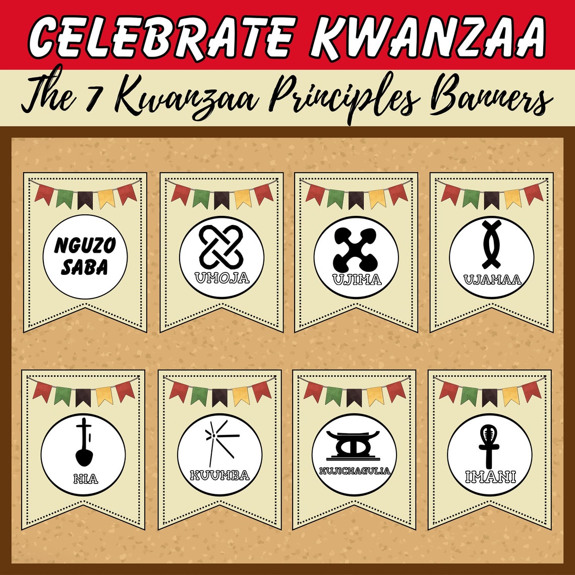 Happy Kwanzaa Printable Banner Bunting-celebrate Kwanzaa 58 Banner ...