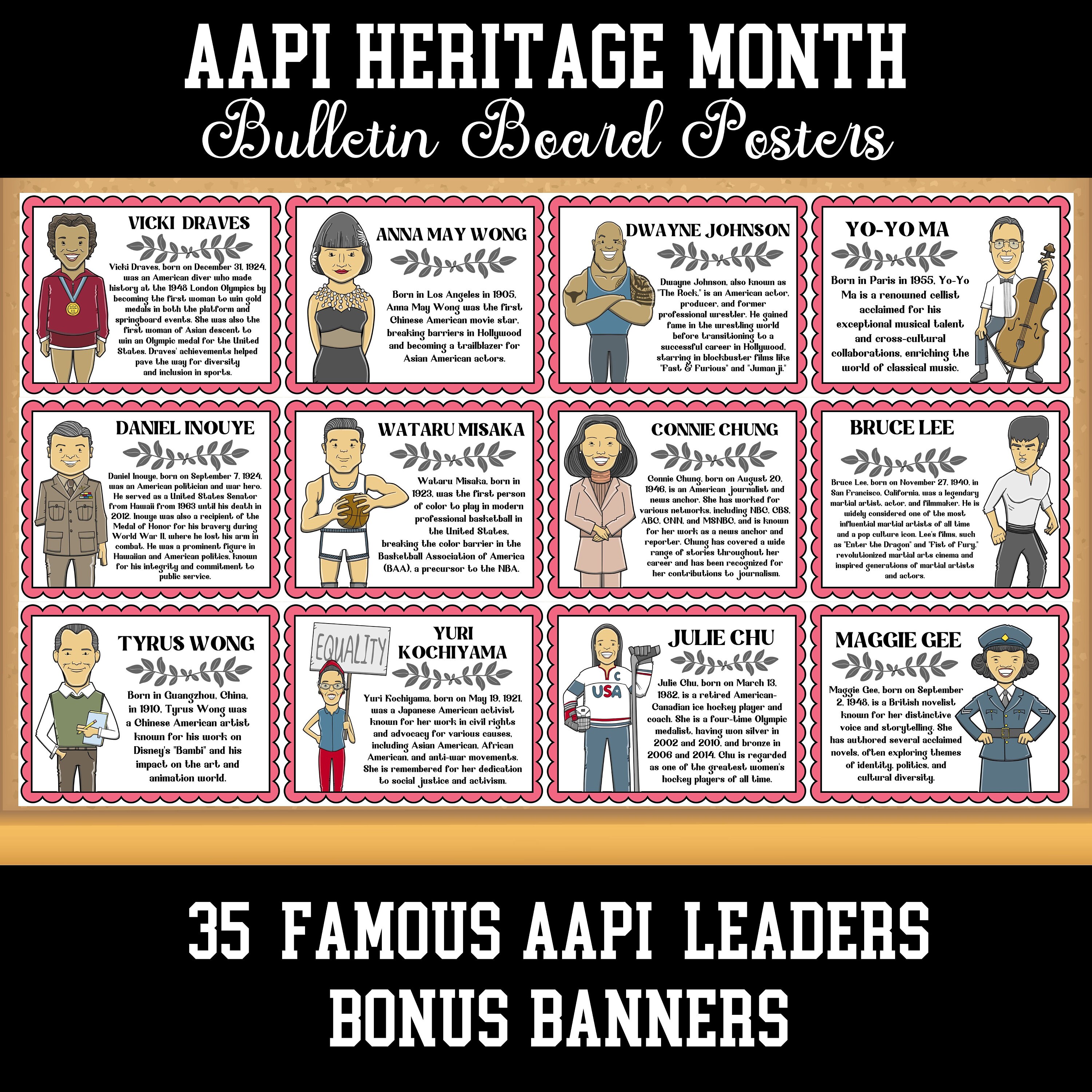 AAPI Heritage Month Printable Biography Posters Inspiring Leaders for ...