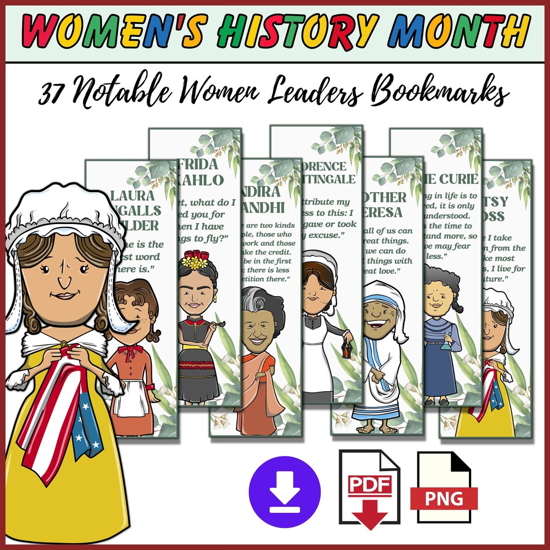 Printable Women's History Month Bookmarks Set | Famous Women in Histor ...