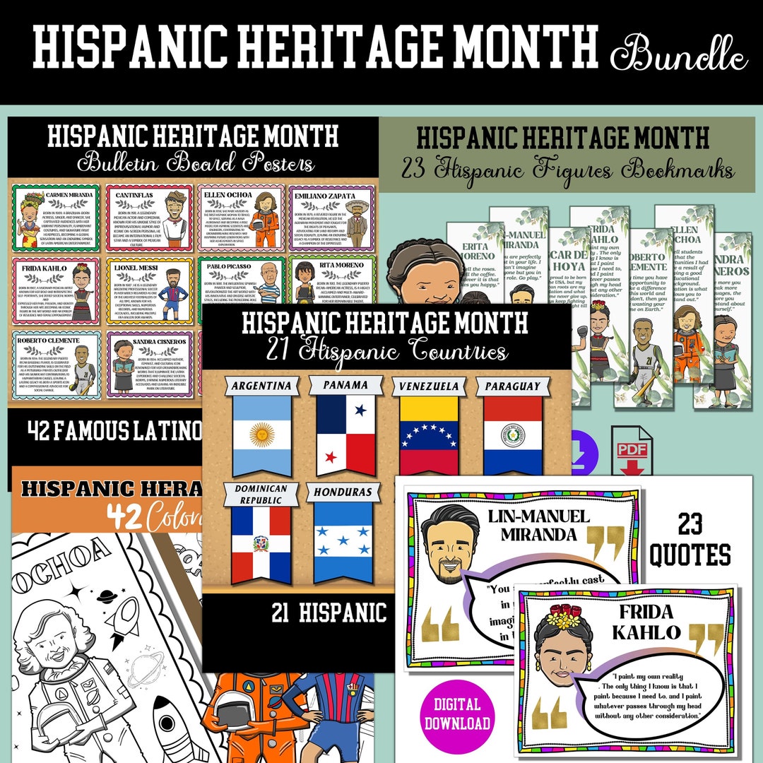 Hispanic Heritage Month Bundle,classroom Bulletin Board,iconic Figure ...