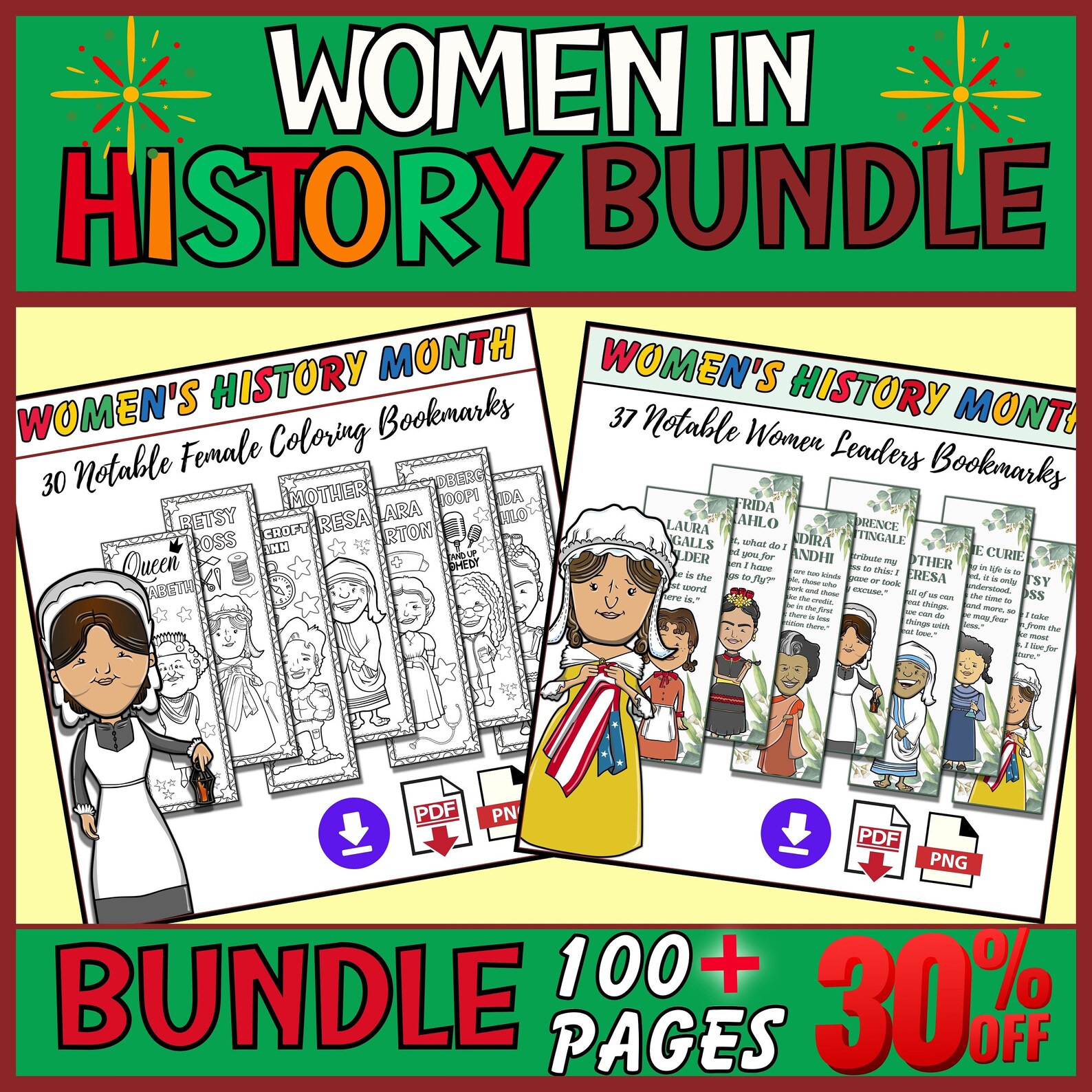 Printable Women's History Month Bookmarks BUNDLE | Famous Women in ...