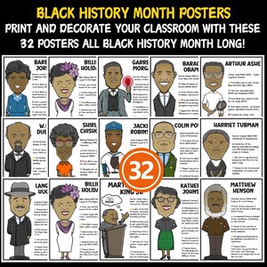 Black History Month Bulletin Board - Interactive Biography Posters - 32 ...