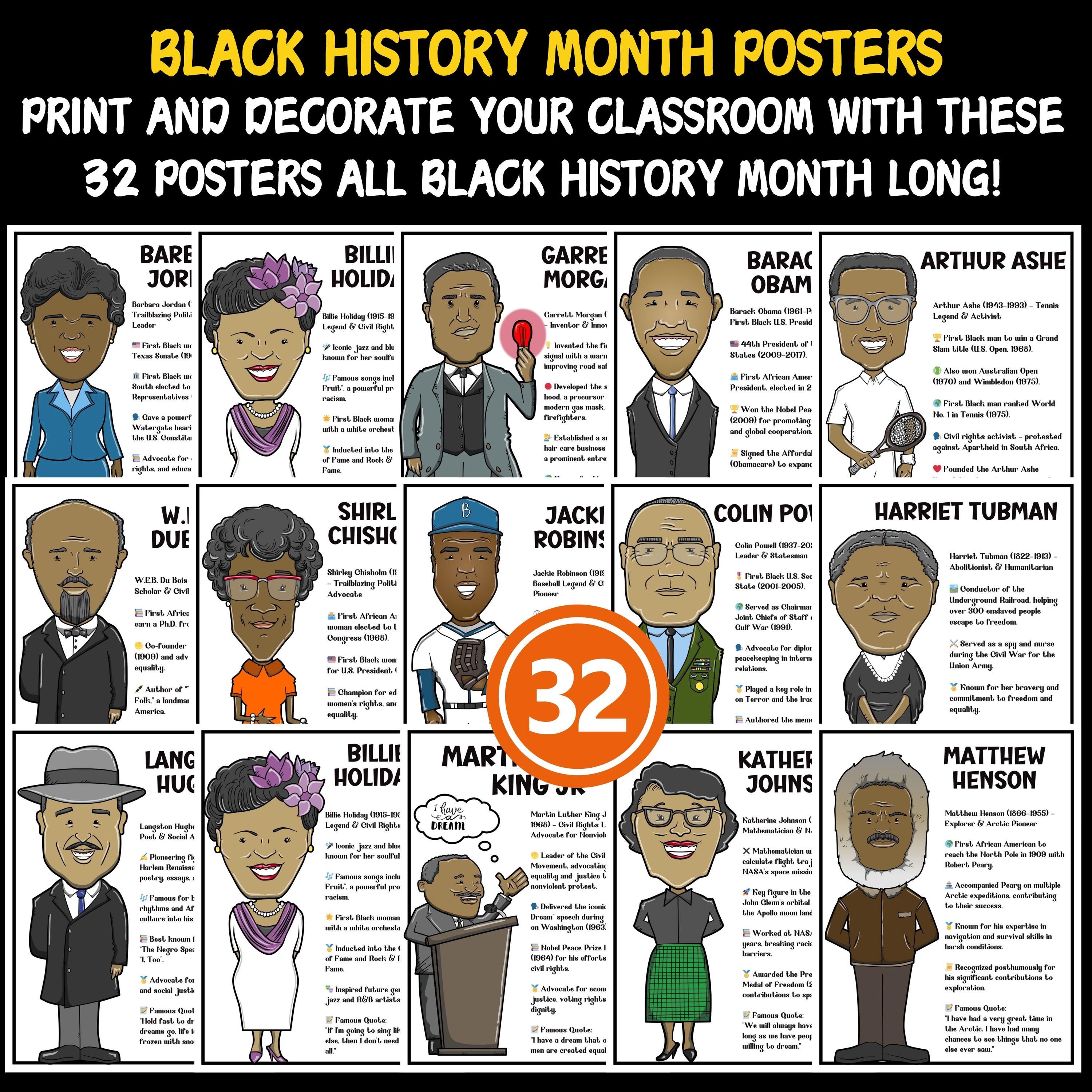 Black History Month Bulletin Board - Interactive Biography Posters - 32 ...