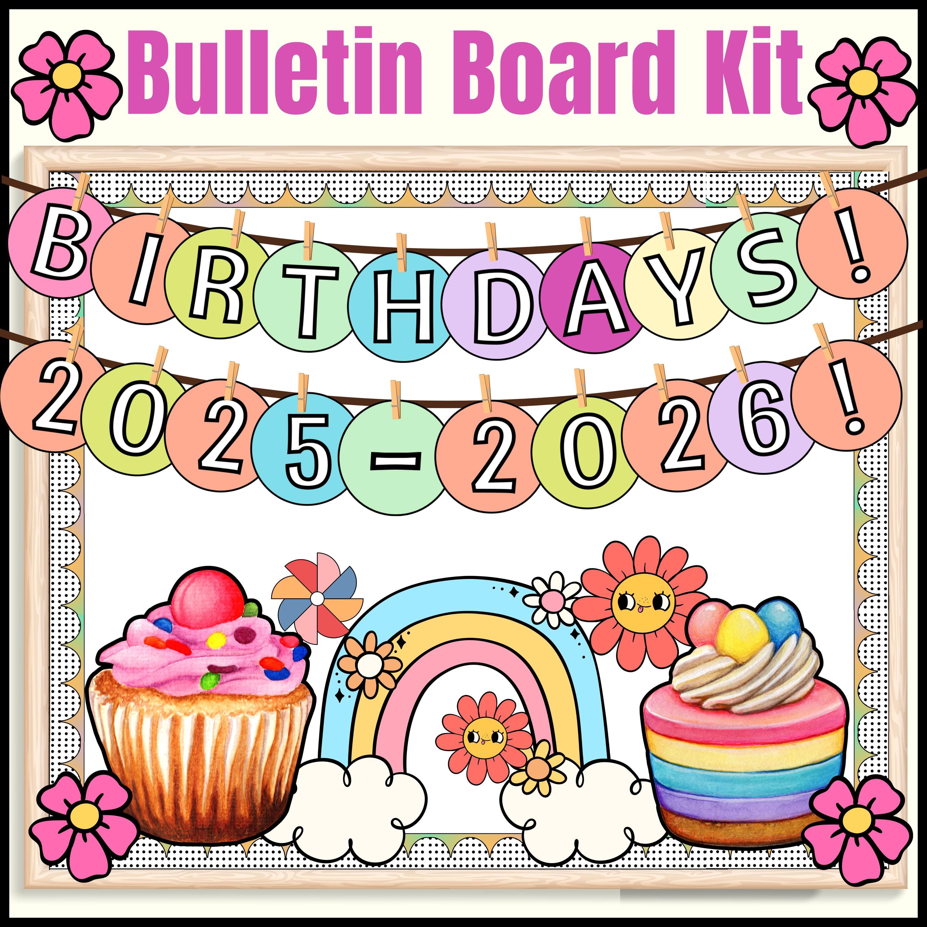 Pastel Classroom Birthday Display | Classroom Birthday Bulletin Board ...
