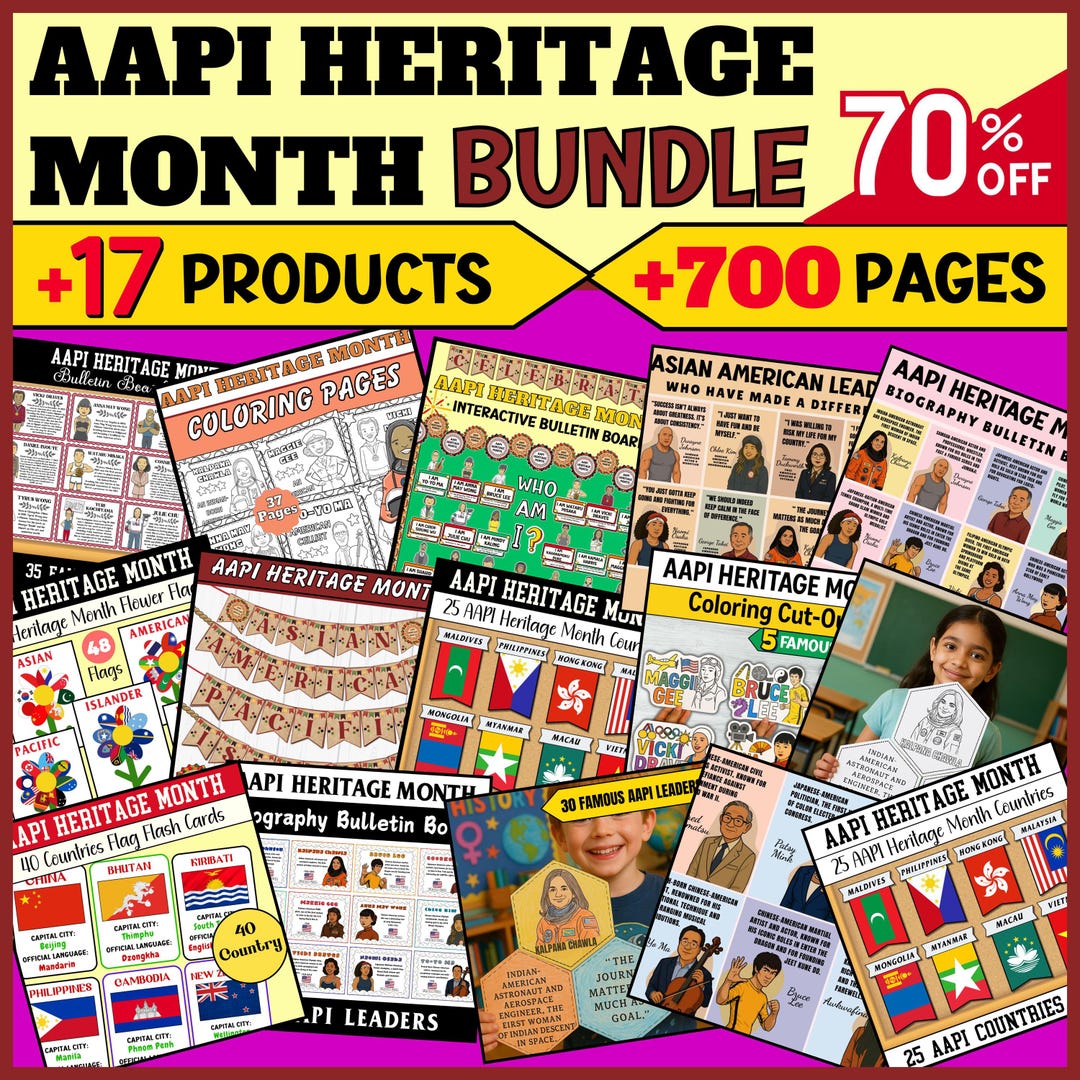 Asian American & Pacific Islander Heritage Month Bundle, Bulletin Board ...