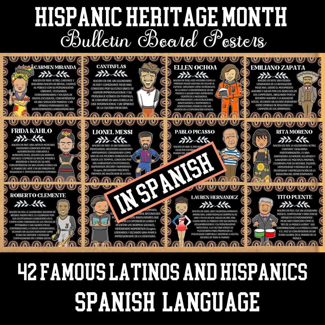Hispanic Heritage Month Classroom Bulletin Board Set in Spanish,42 Iconic Figures,hispanic ...