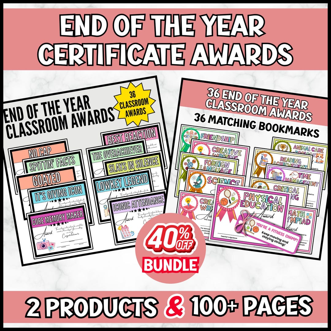 End-of-year Funny Student Awards | Student Achievement Certificates for ...