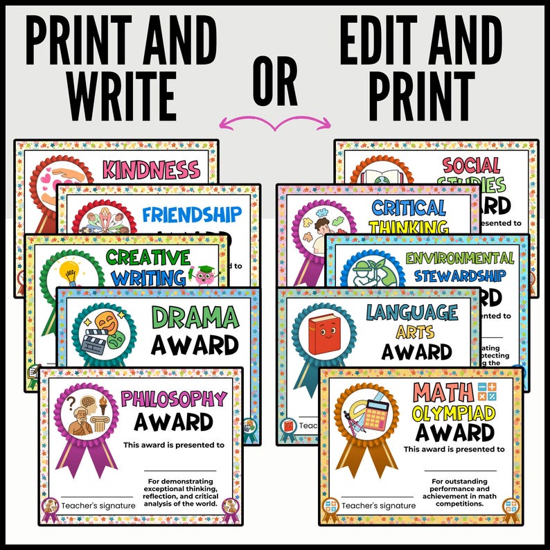 Funny End of Year Student Awards | Student Achievement Certificates for ...