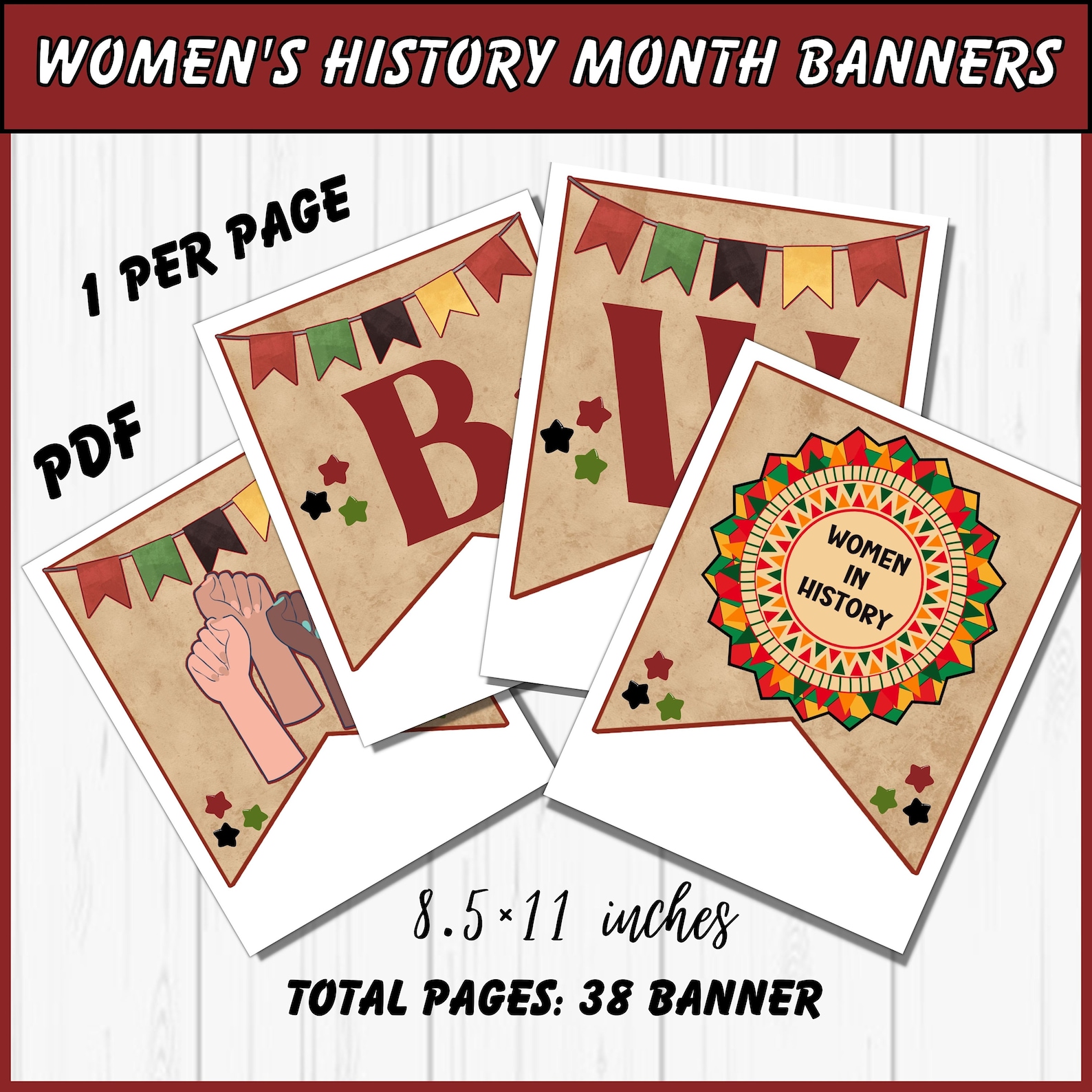 Women's History Month Banners Printable, Bulletin Board Banners ...