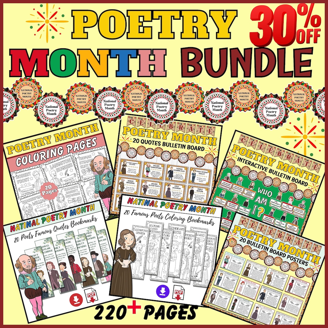 National Poetry Month Bundle: Who Am I Bulletin Board Posters ...