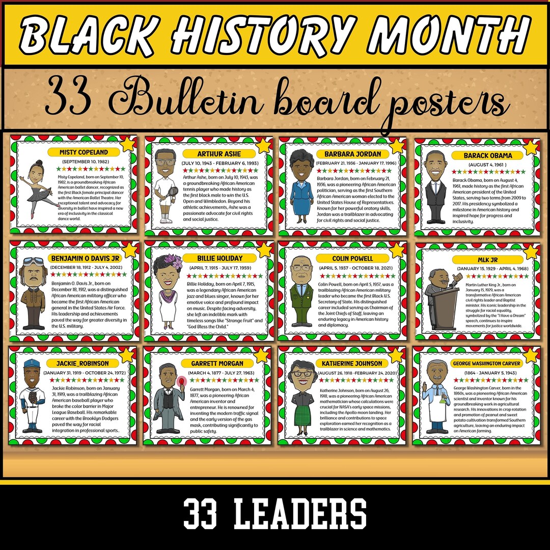 Black History Month Classroom Bulletin Board 33 Iconic Figures-african ...