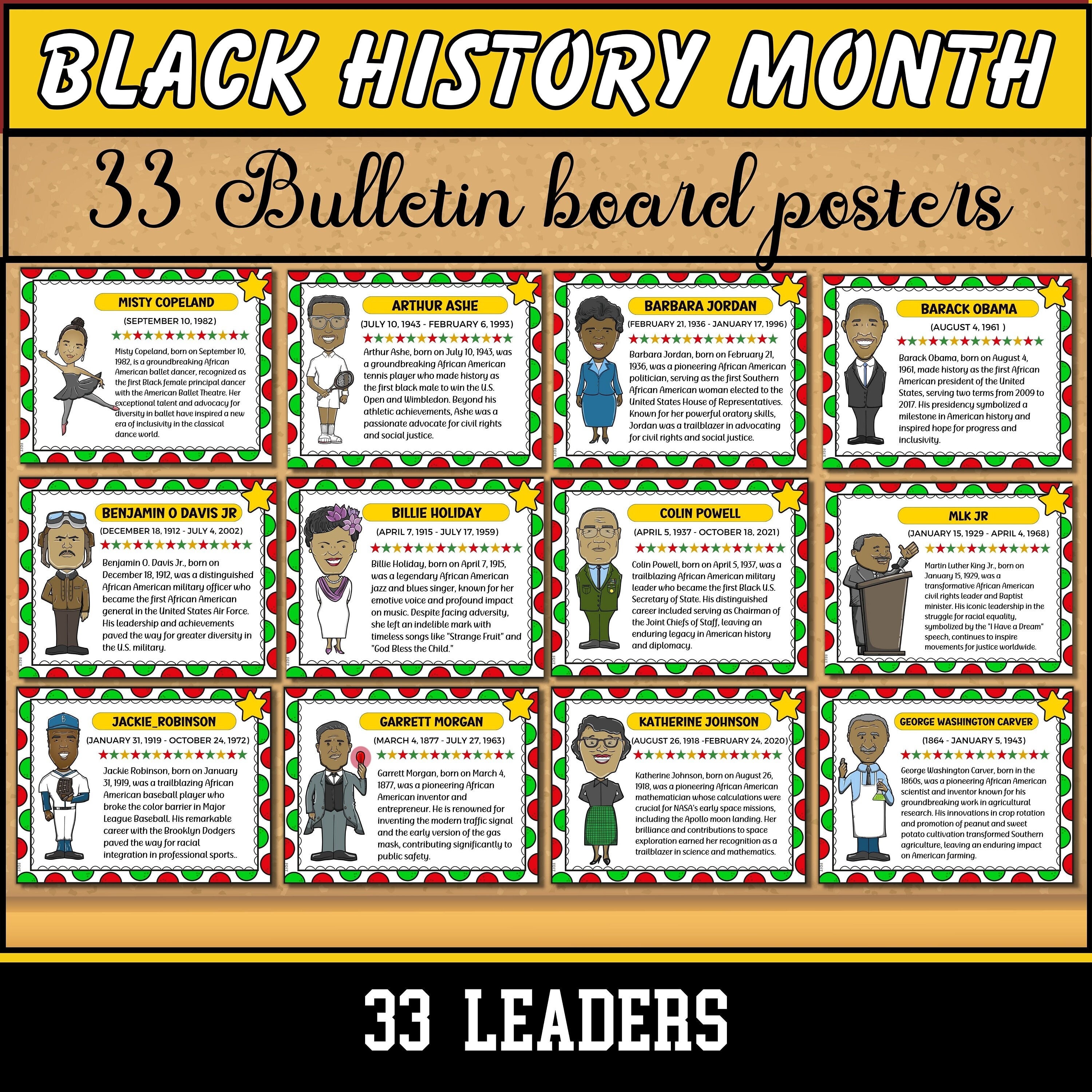 Black History Month Classroom Bulletin Board 33 Iconic Figures-african ...