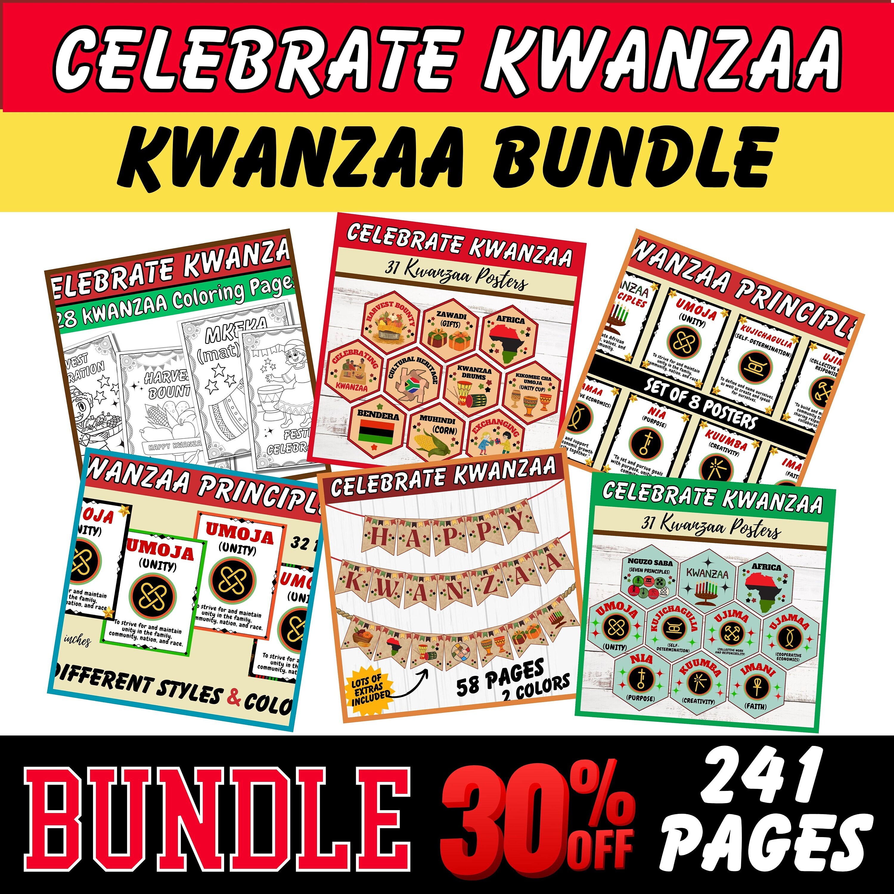 Kwanzaa Principles Activities & Bulletin Board Set Bundle-posters ...