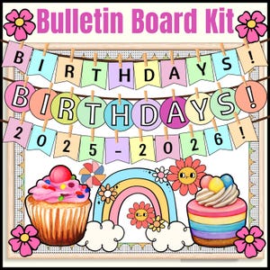 Pastel Classroom Birthday Display | Classroom Birthday Bulletin Board ...