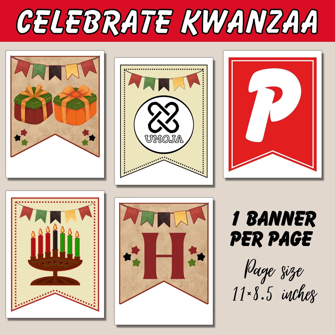 Happy Kwanzaa Printable Banner Bunting-celebrate Kwanzaa 58 Banner ...