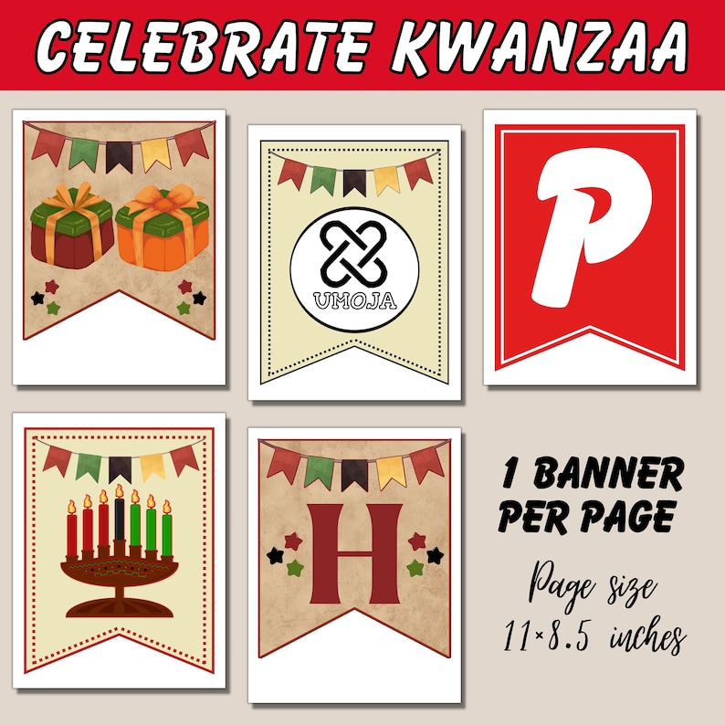 Happy Kwanzaa Printable Banner Bunting-celebrate Kwanzaa 58 Banner ...