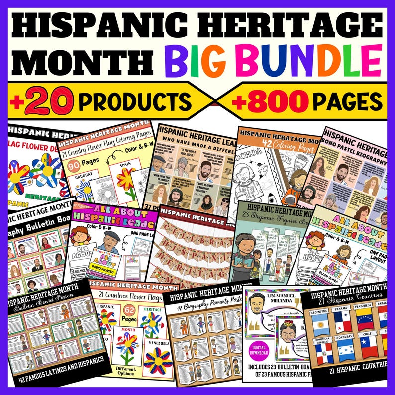 Hispanic Heritage Month Big Bundle – 70% OFF | 20+ Products, 800+ Pages ...