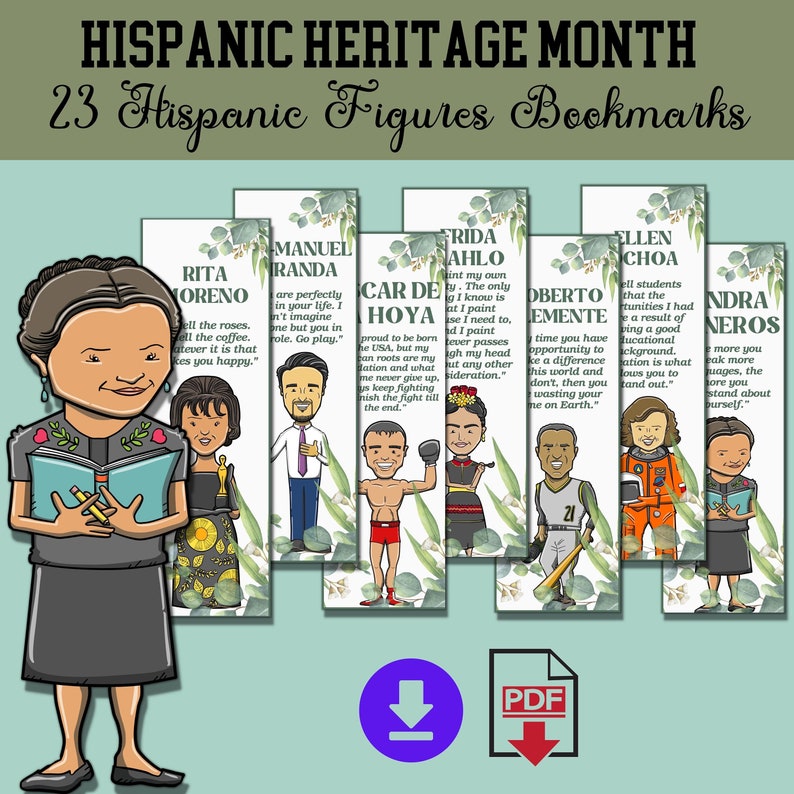 Inspiring Quotes From 23 Figures Icons Bookmarks | Hispanic Heritage ...