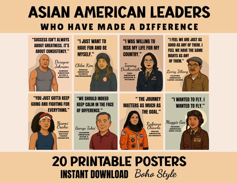 20 Asian American Leaders Inspirational Quote Posters | AAPI Heritage ...
